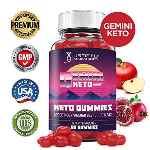 Justified Laboratories (5 Pack) Gemini Keto Gummies 1000MG ACV with Pomegranate Juice Beet Root B12 300 Gummys
