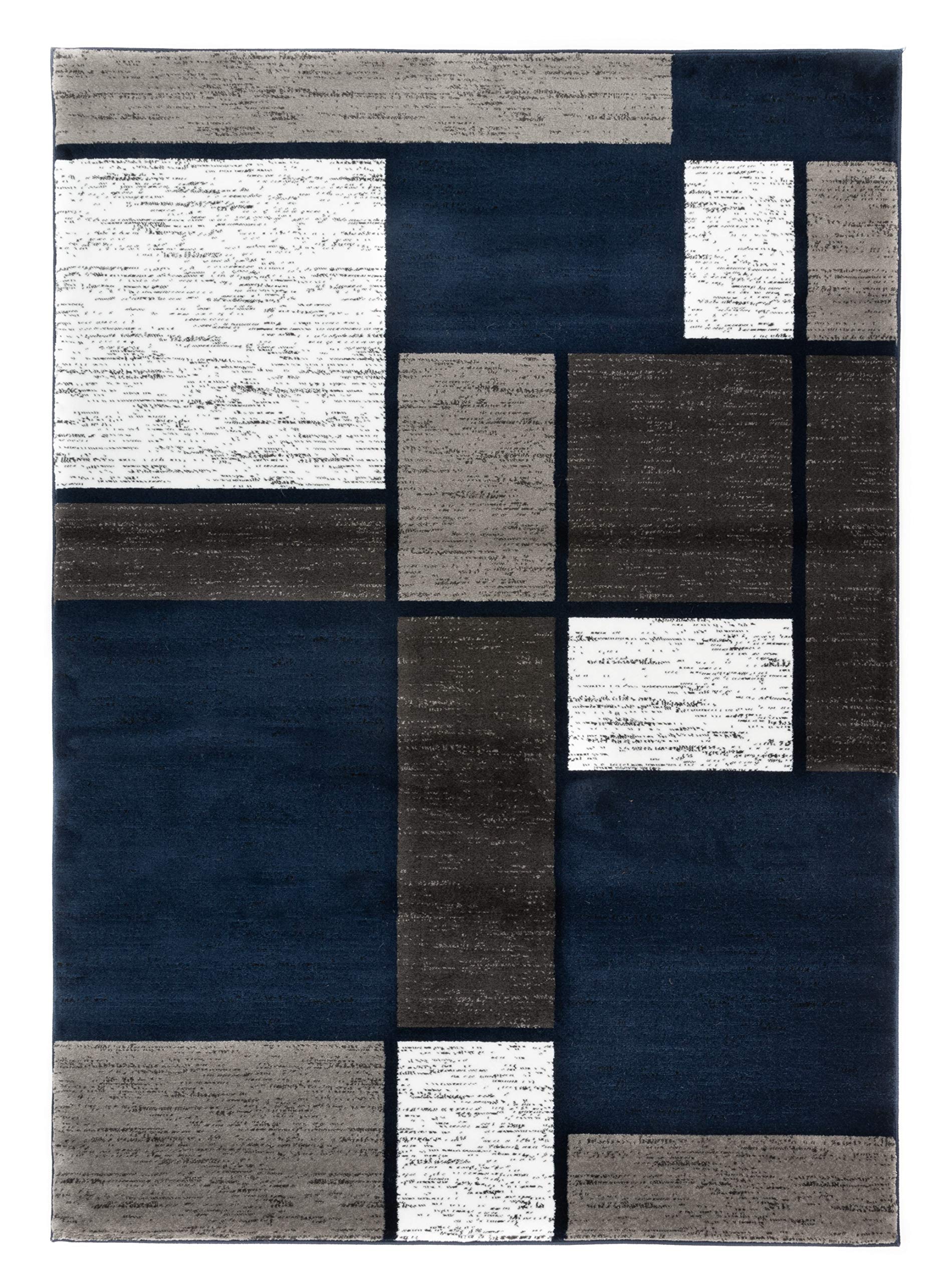 Rugshop Contemporary Modern Boxes Area Rug 3'3" x 5'3" Navy