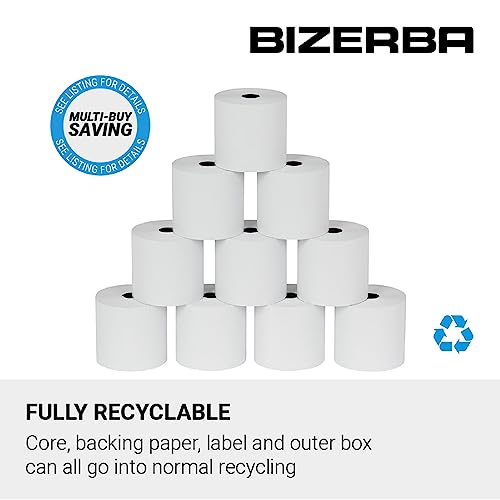 Bizerba Receipt Rolls 2.8" (70mm) Thermal Receipt Paper Rolls, 1.6" (40mm) Core. Pack of 30 Thermal Paper Rolls for Weighing Machines with Thermal Label Printer