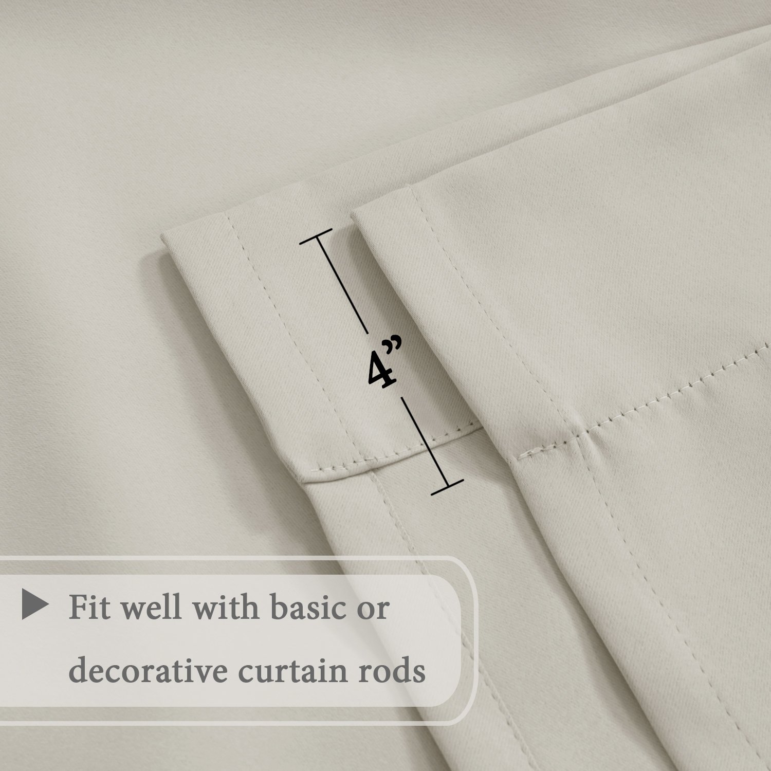 H.VERSAILTEX Blackout Room Darkening Curtain Balloon Curtains & Tie-up Curtains Bathroom Window Curtains Short Rod Pocket Curtain Panel - 42" Wide by 63" Long - Solid in Ivory/Cream