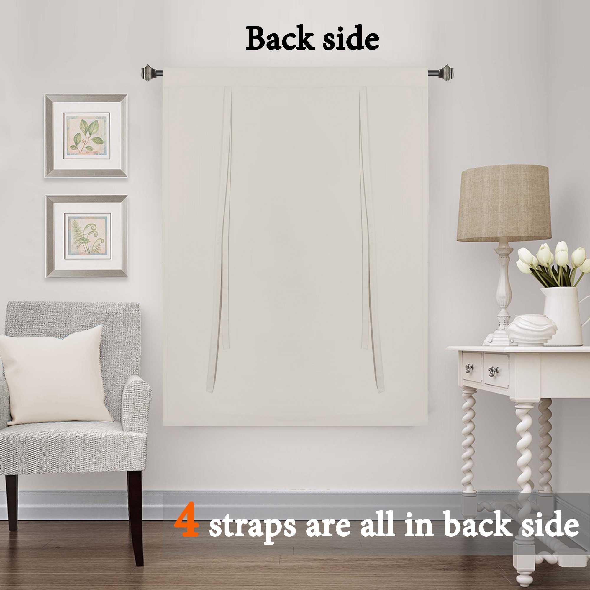 H.VERSAILTEX Blackout Room Darkening Curtain Balloon Curtains & Tie-up Curtains Bathroom Window Curtains Short Rod Pocket Curtain Panel - 42" Wide by 63" Long - Solid in Ivory/Cream