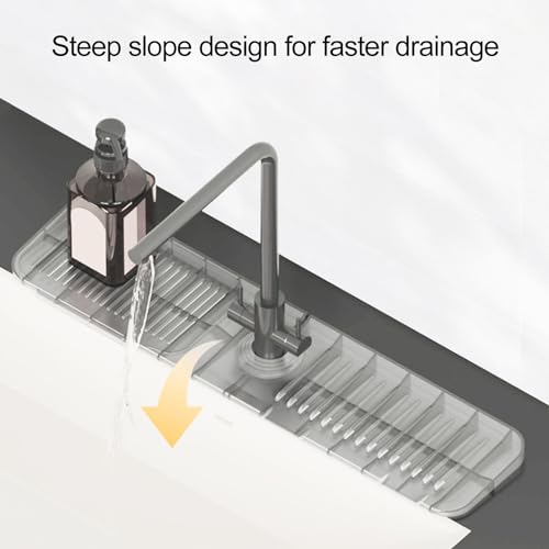 Hiborth Universal Faucet Draining Mat Faucet Draining Mat Non-slip Silicone Quick Drying Foldable Bathroom Kitchen Sink Splash Guard Faucet Draining Pad Transparent 2XL