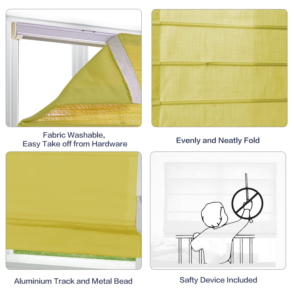 LANTIME Roman Shades Window Blinds, Elegant Made to Order Blackout White Fabric Window Roman Shades for Windows, Doors