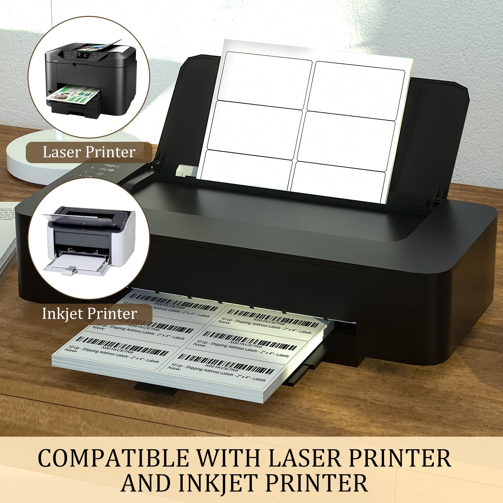 FungLam 2x4 Shipping Address Labels for Laser & Inkjet Printers, 300 Printable White Sticker Labels, 10 per Page Mailing Labels, Permanent Adhesive (30 Sheets, 300 Labels)