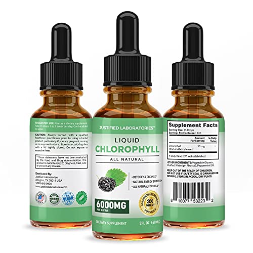 Liquid Chlorophyll Drops Maximum Strength 6000MG Concentrate Packed Antioxidants Minerals and Vitamins 120 Servings Per Bottle (2 Bottles)