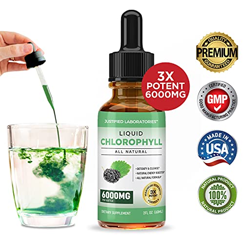 Liquid Chlorophyll Drops Maximum Strength 6000MG Concentrate Packed Antioxidants Minerals and Vitamins 120 Servings Per Bottle (2 Bottles)