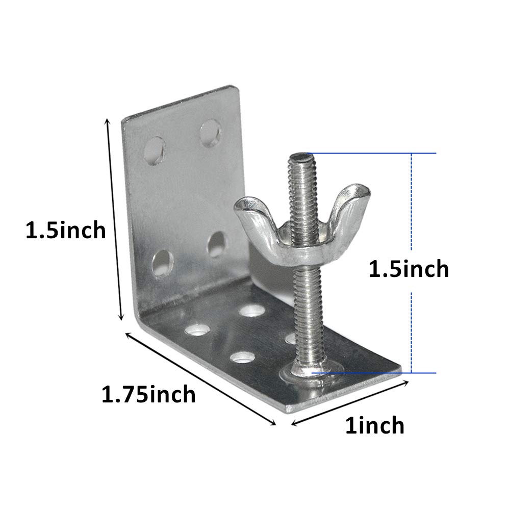 2pcs Mounting L Bracket and wingnut for Woven Wood or Bamboo Shade Universal Design for Inside, Ceiling or Wall Mount Roman Fold Shade