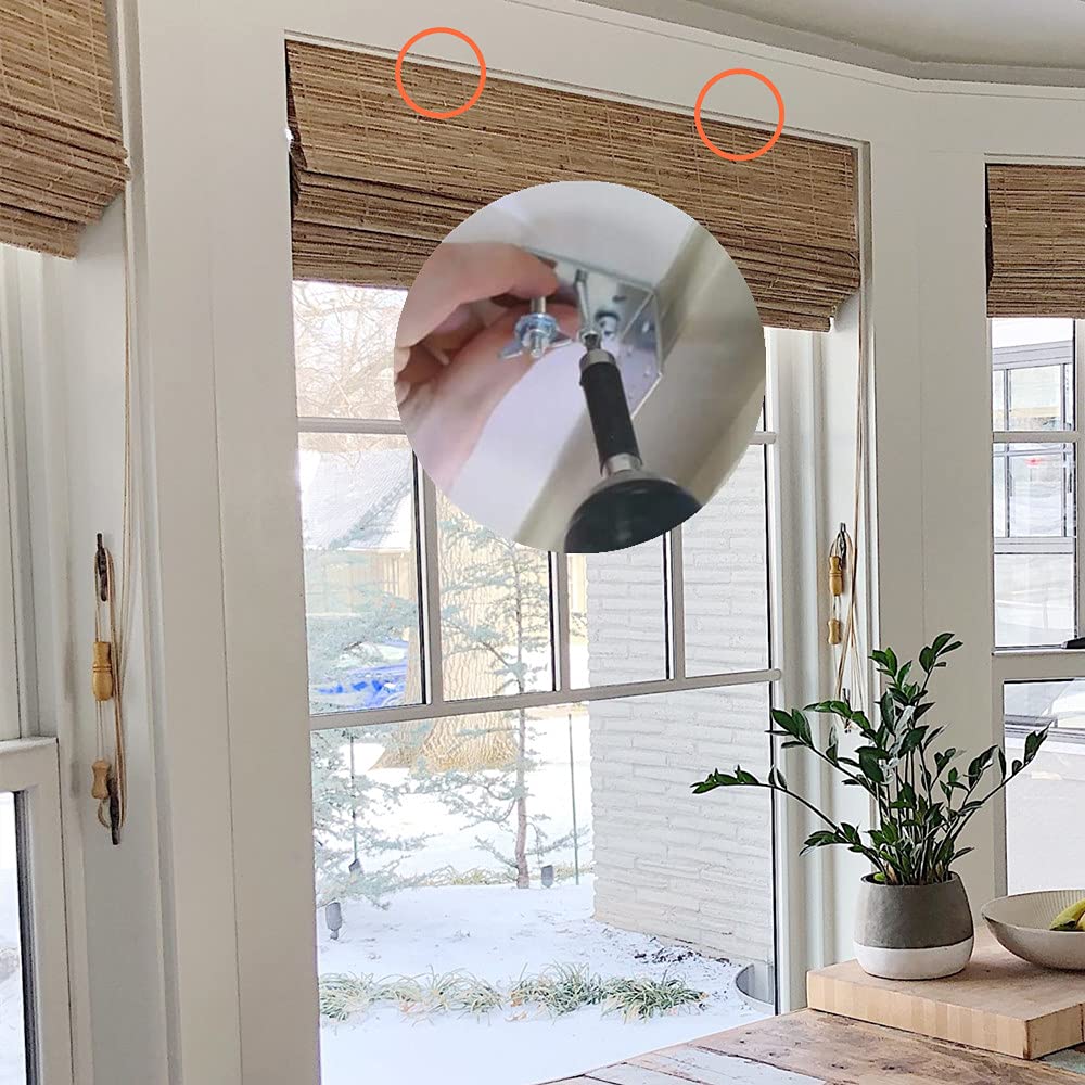 2pcs Mounting L Bracket and wingnut for Woven Wood or Bamboo Shade Universal Design for Inside, Ceiling or Wall Mount Roman Fold Shade