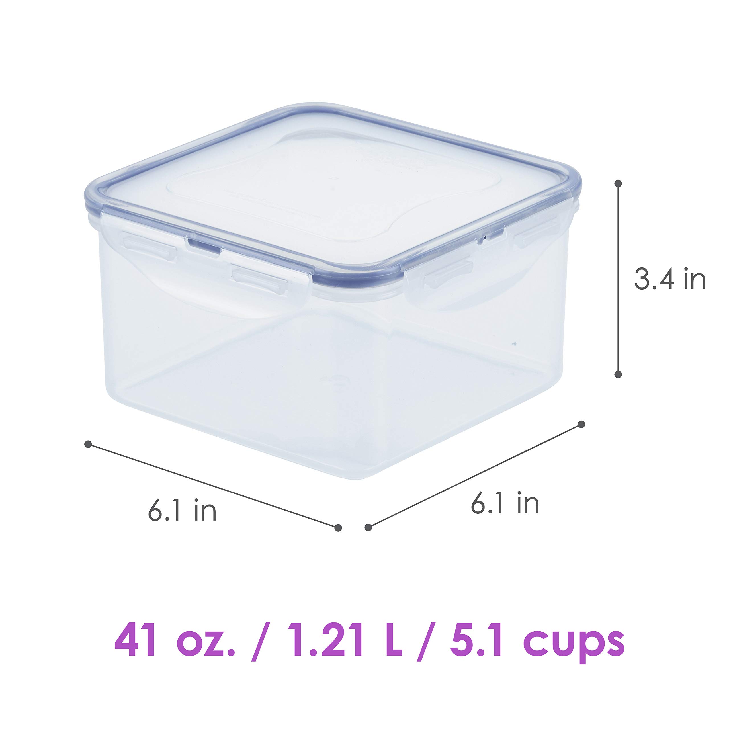 LocknLock Easy Essentials Food Storage lids/Airtight containers, BPA Free, 10 Piece - Square, Clear