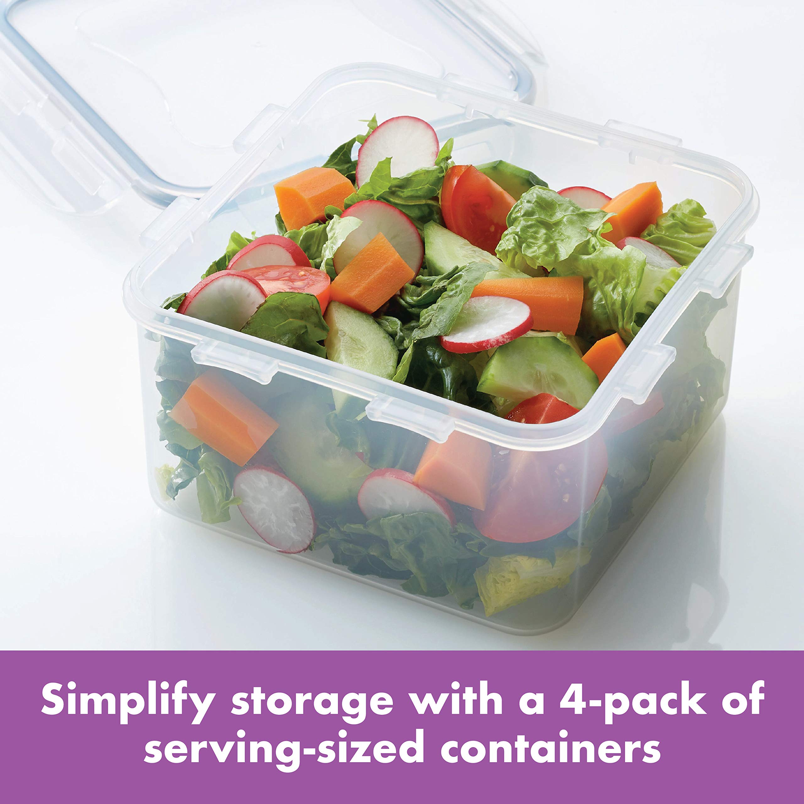 LocknLock Easy Essentials Food Storage lids/Airtight containers, BPA Free, 10 Piece - Square, Clear