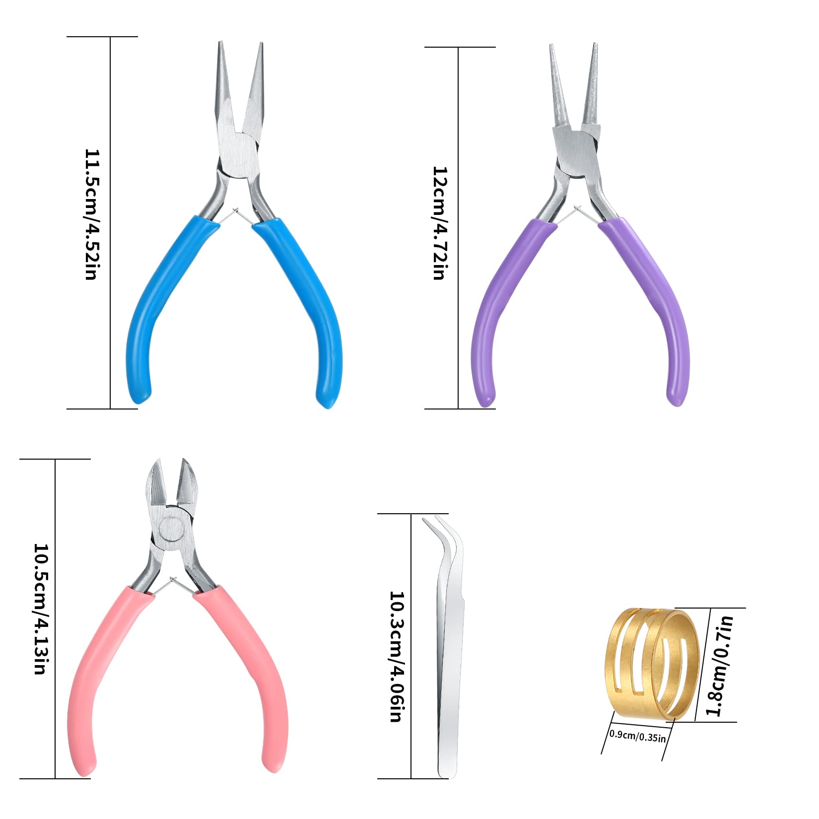 3 Pcs Jewelry Pliers Set, Jewelry Making Tools Pliers Kit, Includes Needle Nose Pliers/Diagonal Pliers/Round Nose Pliers, Wire Cutters Pliers for Jewelry Making Wire Wrapping Beading Crafts Pliers