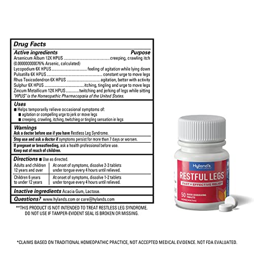 Hyland's Restful Legs Tablets 50 ea (Pack Of 4)