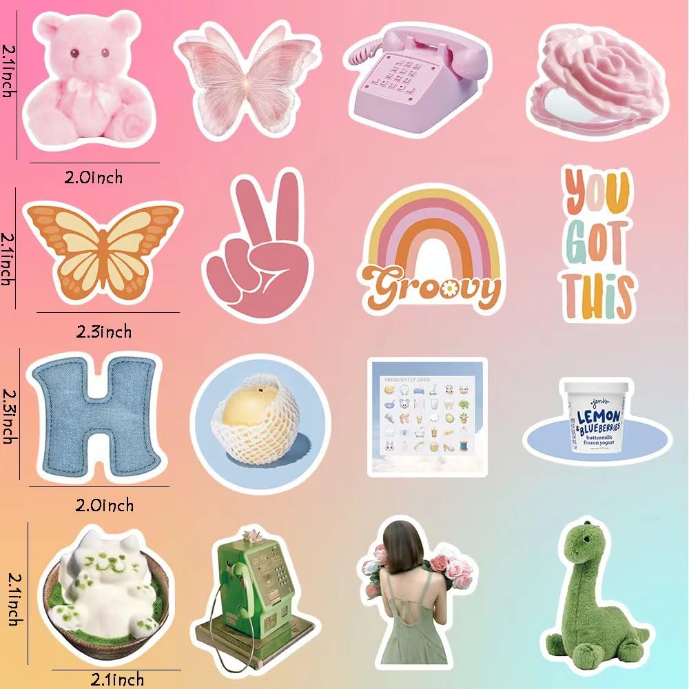 640PCS Aesthetic Stickers,VSCO Stickers Aesthetic for Water Bottles,Vinyl Waterproof Laptop Stickers,Skateboard Computer Phone Decals for Girls Teens