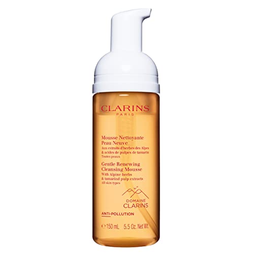 Clarins Gentle Renewing Cleansing Mousse | Cleanses, Gently Exfoliates & Refreshes | Foaming Mousse |Soap-Free|SLS-Free | Dermatologist Tested | Exfoliating Tamarind Pulp Extract Rich In AHAs | 5.5 Oz