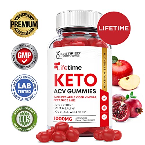 Justified Laboratories (10 Pack) Lifetime Keto ACV Boost Gummies 1000MG with Pomegranate Juice Beet Root B12 600 Gummys
