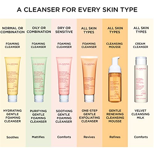 Clarins Gentle Renewing Cleansing Mousse | Cleanses, Gently Exfoliates & Refreshes | Foaming Mousse |Soap-Free|SLS-Free | Dermatologist Tested | Exfoliating Tamarind Pulp Extract Rich In AHAs | 5.5 Oz
