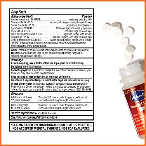 Hyland's Restful Legs PM, 50 Servings (Pack of 24, 1200 Count Total) Discontinued Casepack