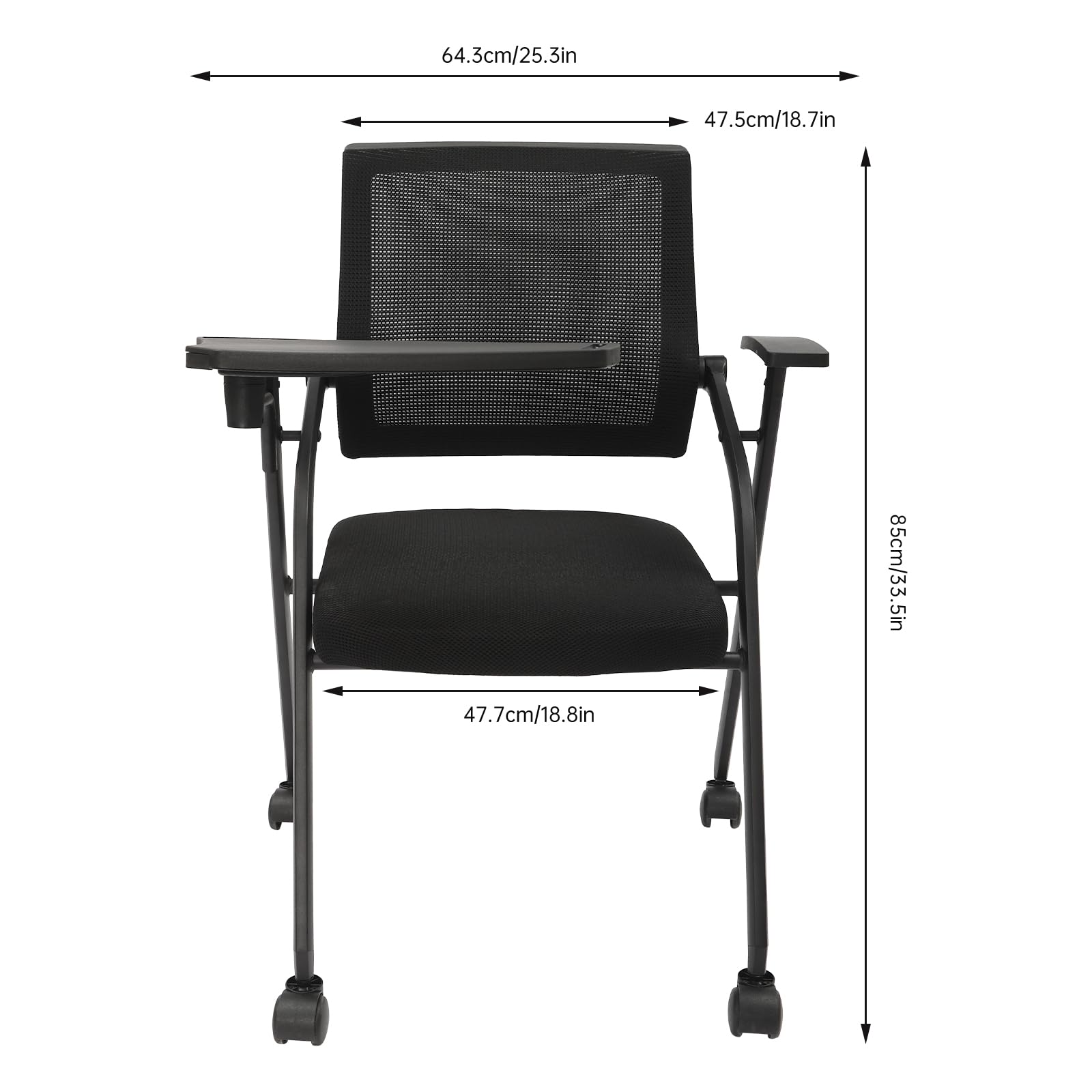 WUPYI Conference Room Chairs with Table, Stackable Foldable Ergonomic Reception Office Chair with Lumbar Support, Armrest,Mesh Bouncing Back and Wheels,for Guest,Meetings,Waiting Room