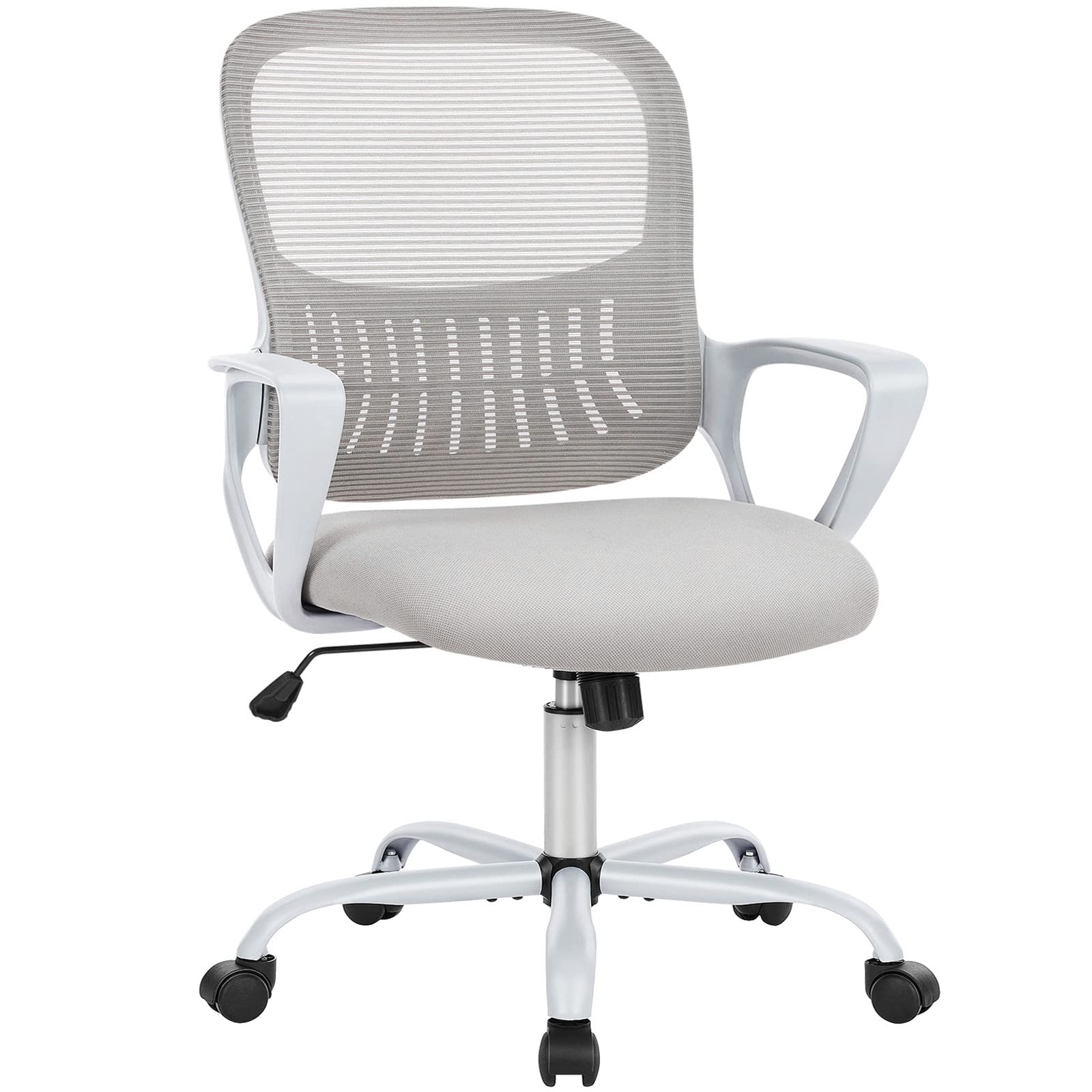 Ergonomic Office Chair, Home Desk Mesh Chair with Fixed Armrest, Executive Computer Chair with Soft Foam Seat Cushion and Lumbar Support
