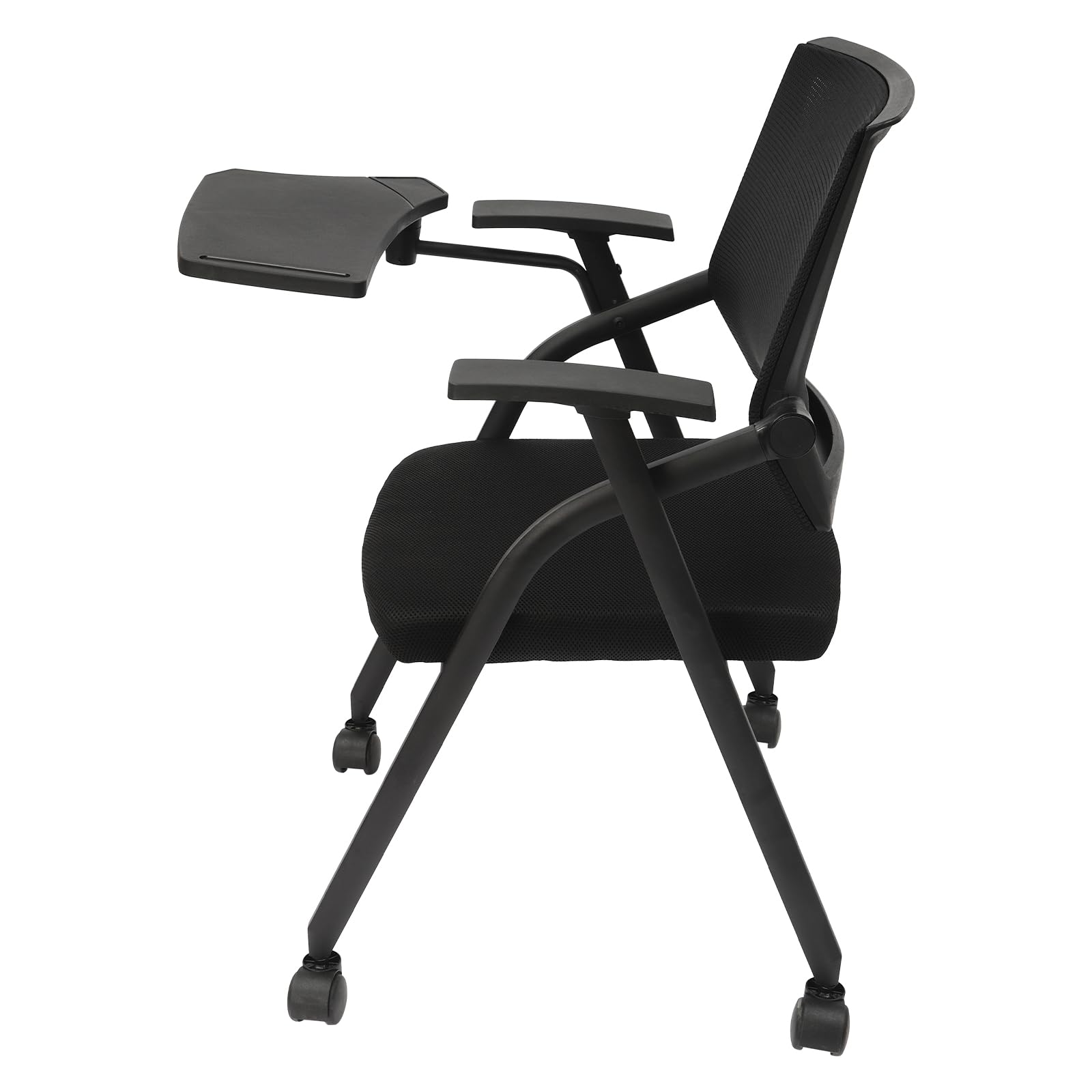 WUPYI Conference Room Chairs with Table, Stackable Foldable Ergonomic Reception Office Chair with Lumbar Support, Armrest,Mesh Bouncing Back and Wheels,for Guest,Meetings,Waiting Room