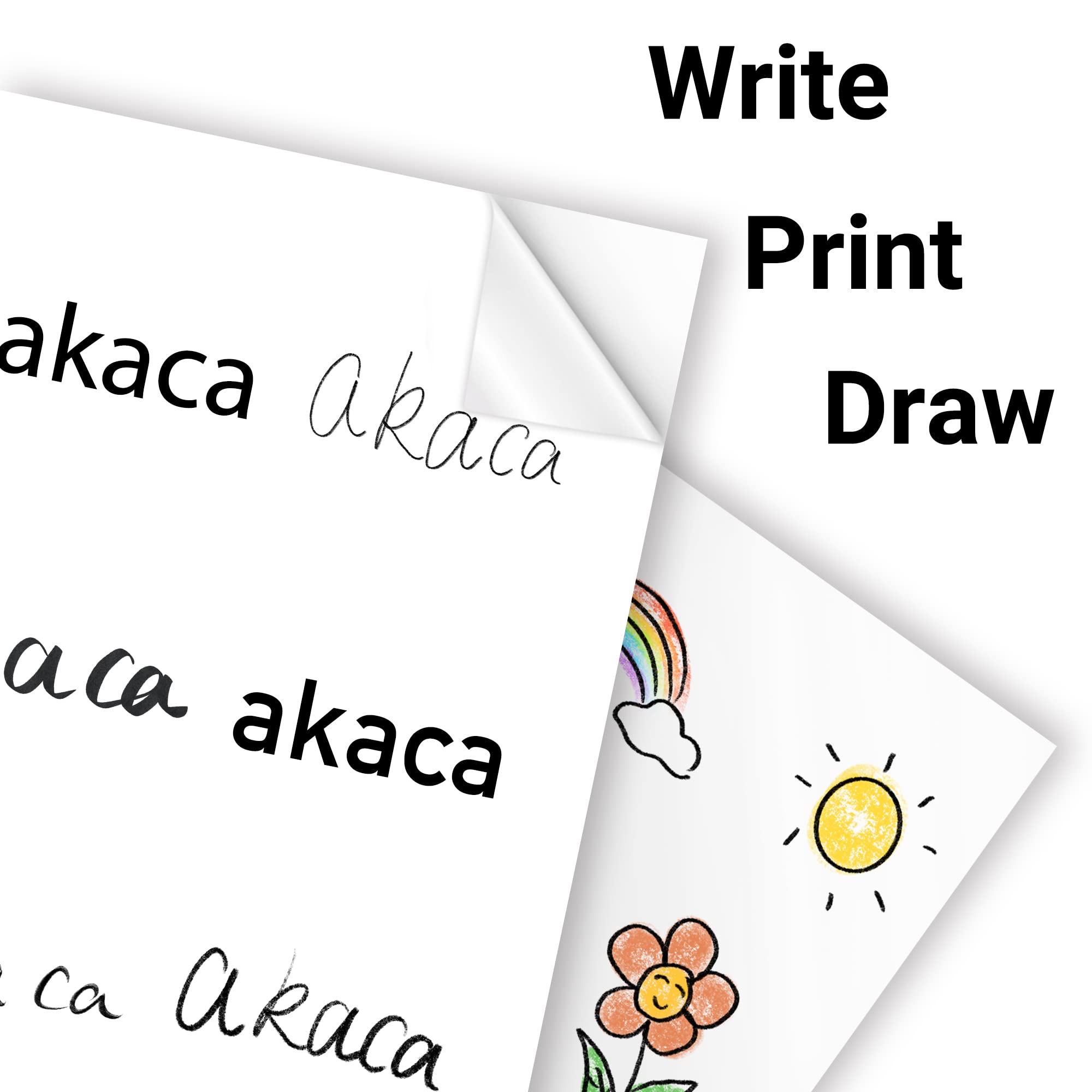 akaca Sticker Paper, 8.5x11, Printable Vinyl Self Adhesive Paper 30 Sheets, Matte White Waterproof Tear Resistant for Laser & Inkjet Printer, 216 x 279 mm