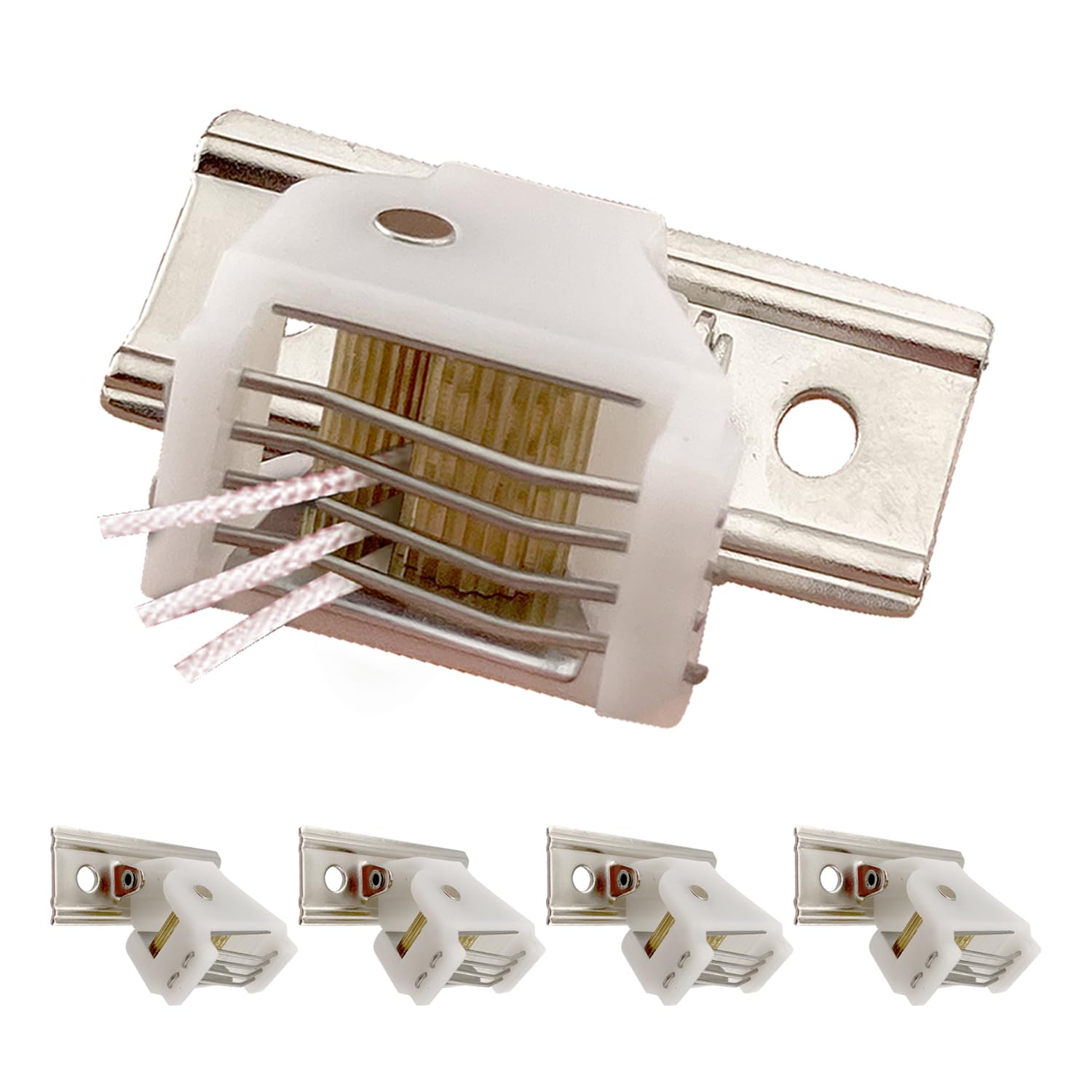 Amazing Drapery Hardware Large White Roman Shade Cord Lock with Dual Brass Wheels - Holds up to 5 Lift Cords, Suitable for Roman and Pleated Shades - 4-Pack