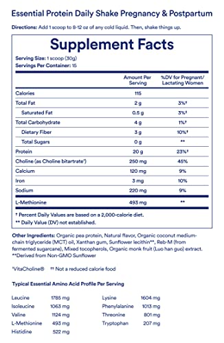 Ritual Prenatal Protein Powder: Choline to Support Prenatal, Postpartum, & Lactation, 20g Organic Pea Protein from Regenerative Farms in USA, Gluten Free, Plant Based, Sugar Free†, Vanilla, 1 Pound