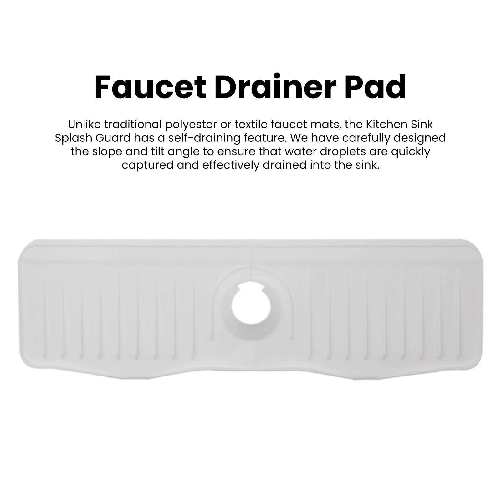 Wall-mounted Faucet Drain Pad Kitchen Sink Splash Guard Durable Silicone for Clean Organized White L