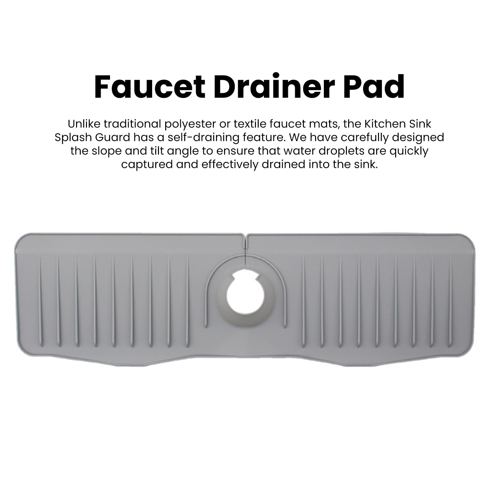 Sinknap Fit Sink Splash Guard Fade-resistant Faucet Drain Pad Kitchen Sink Splash Guard Durable Silicone Faucet Drain Pad for Clean Organized Kitchen Grey S