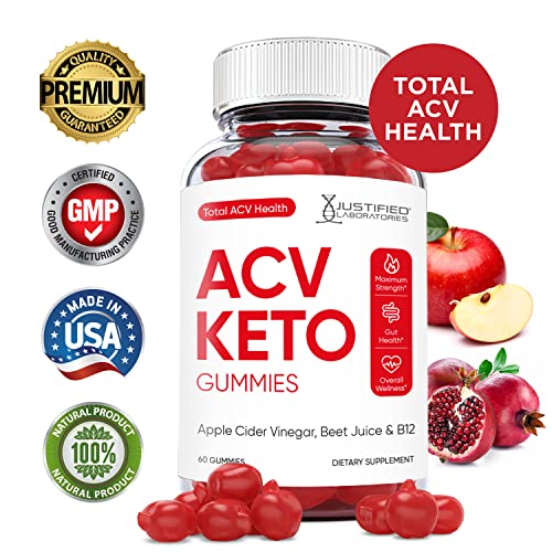 Justified Laboratories (2 Pack) Total ACV Heath Keto Gummies 1000MG with Pomegranate Juice Beet Root B12 120 Ketos Gummys