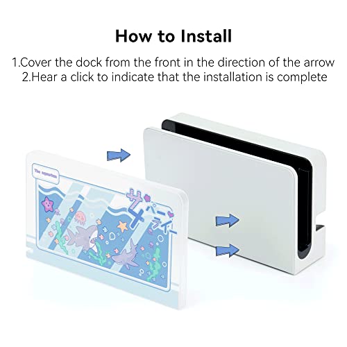 GeekShare Anti Scratch Switch OLED Dock Cover- Hard Faceplate Sleeve Pad for Switch OLED Dock- DIY Replacement Shell Compatible with Switch OLED Dock - Shark Party (for Switch OLED Model)