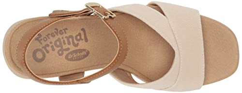 Dr. Scholl's Shoes Women's Mariah Block Heel Sandal Heeled, Light Brown Smooth/Fabric, 6