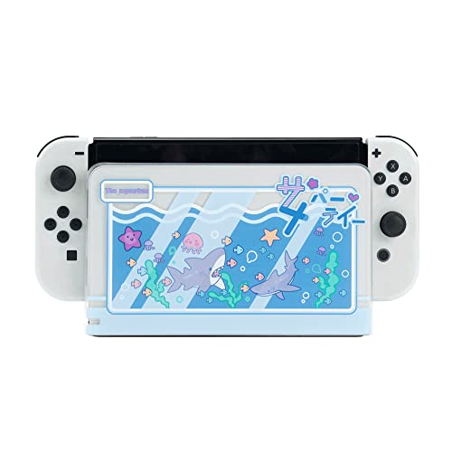 GeekShare Anti Scratch Switch OLED Dock Cover- Hard Faceplate Sleeve Pad for Switch OLED Dock- DIY Replacement Shell Compatible with Switch OLED Dock - Shark Party (for Switch OLED Model)