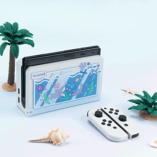 GeekShare Anti Scratch Switch OLED Dock Cover- Hard Faceplate Sleeve Pad for Switch OLED Dock- DIY Replacement Shell Compatible with Switch OLED Dock - Shark Party (for Switch OLED Model)