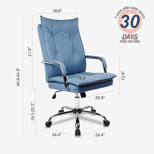 CLATINA Ergonomic Office Chair,High Back Computer Desk Chair with Armrest PU Leather Fabric Double Padded Cushion Adjustable Height Swivel Office Home (Blue)