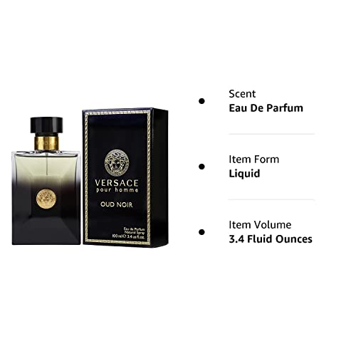 Versace Pour Homme Oud Noir by Versace Eau De Parfum Spray 3.4 oz for Men - 100% Authentic