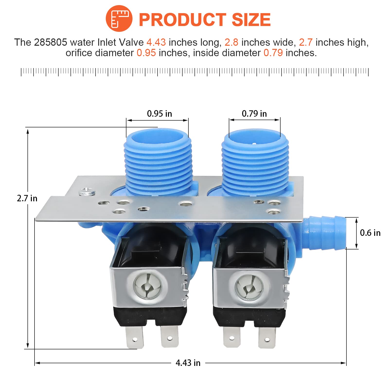 ๐ฎ๐ฌ๐ฎ๐ฑ ๐๐ฅ๐๐ง๐๐๐ 285805 Washer Water Inlet Valve with Mounting Bracket - Suitable for Whirlpool Kenmore Kitchen-Aid Washer - Replaces 292197 3349451 3354565 KAWS850JQ4 LSQ8243HQ0 7MLSC9545JQ2