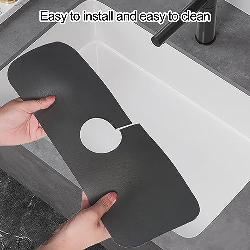 Libcflcc Water-absorbing Mat with No Water Seepage Quick-drying for Pet Bowls Kitchen Sink Splash Guard Non-slip Absorbent Faucets Universal Size Wipeable Black S