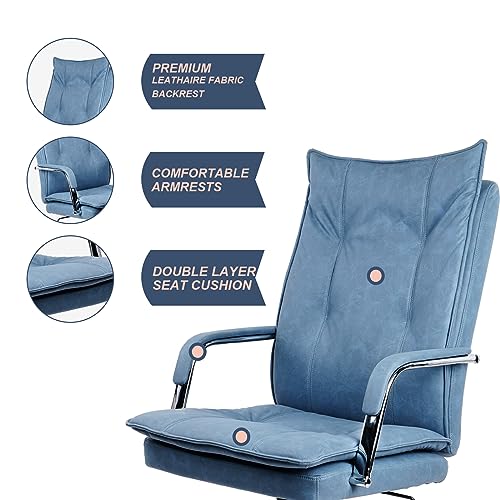 CLATINA Ergonomic Office Chair,High Back Computer Desk Chair with Armrest PU Leather Fabric Double Padded Cushion Adjustable Height Swivel Office Home (Blue)