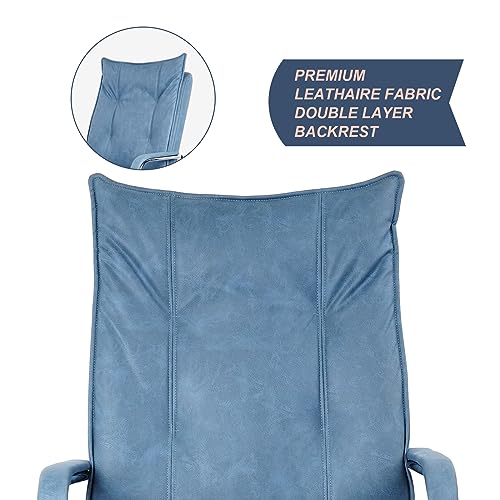 CLATINA Ergonomic Office Chair,High Back Computer Desk Chair with Armrest PU Leather Fabric Double Padded Cushion Adjustable Height Swivel Office Home (Blue)
