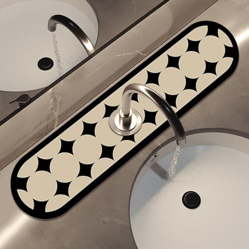 Libcflcc Water-absorbing Mat with No Water Seepage Quick-drying for Pet Bowls Kitchen Sink Splash Guard Non-slip Absorbent Faucets Universal Size Wipeable Black S