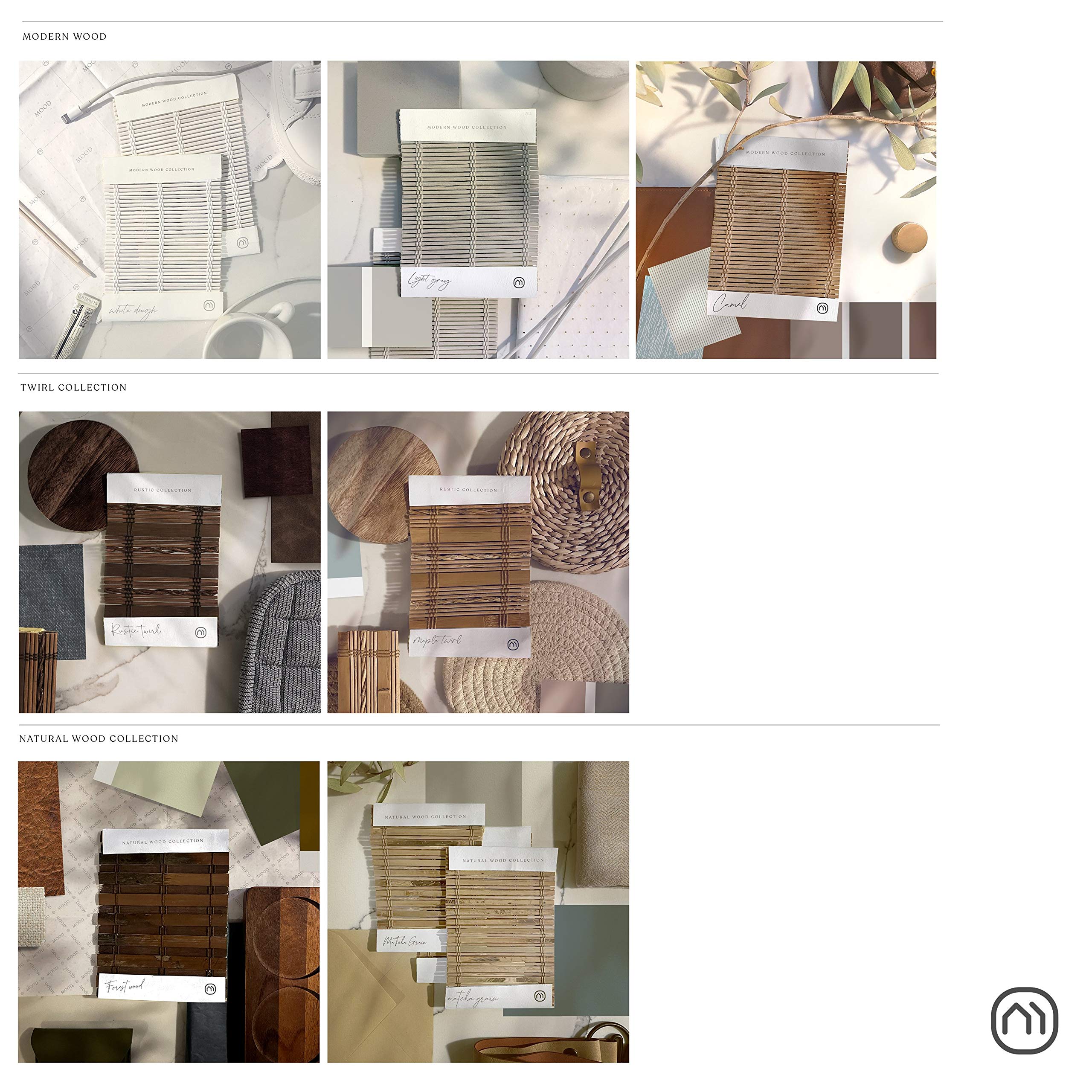 MOOD Custom Bamboo Shades | Rustic | Cordless Bamboo Roman Shades for Windows and Doors (Natural Woven) | Rustic Walnut (Great Privacy) | Custom Size