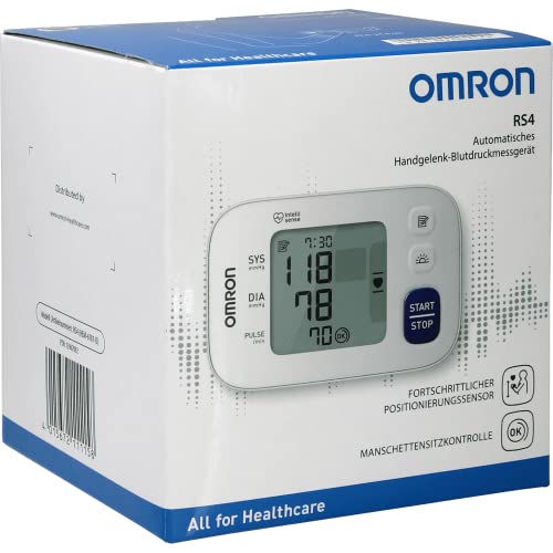 Omron RS4 Wrist Blood Pressure Monitor with Intelligence Technology, Cuff Wrapping Guide and Irregular Heartbeat Detection for Most Accurate Measurement