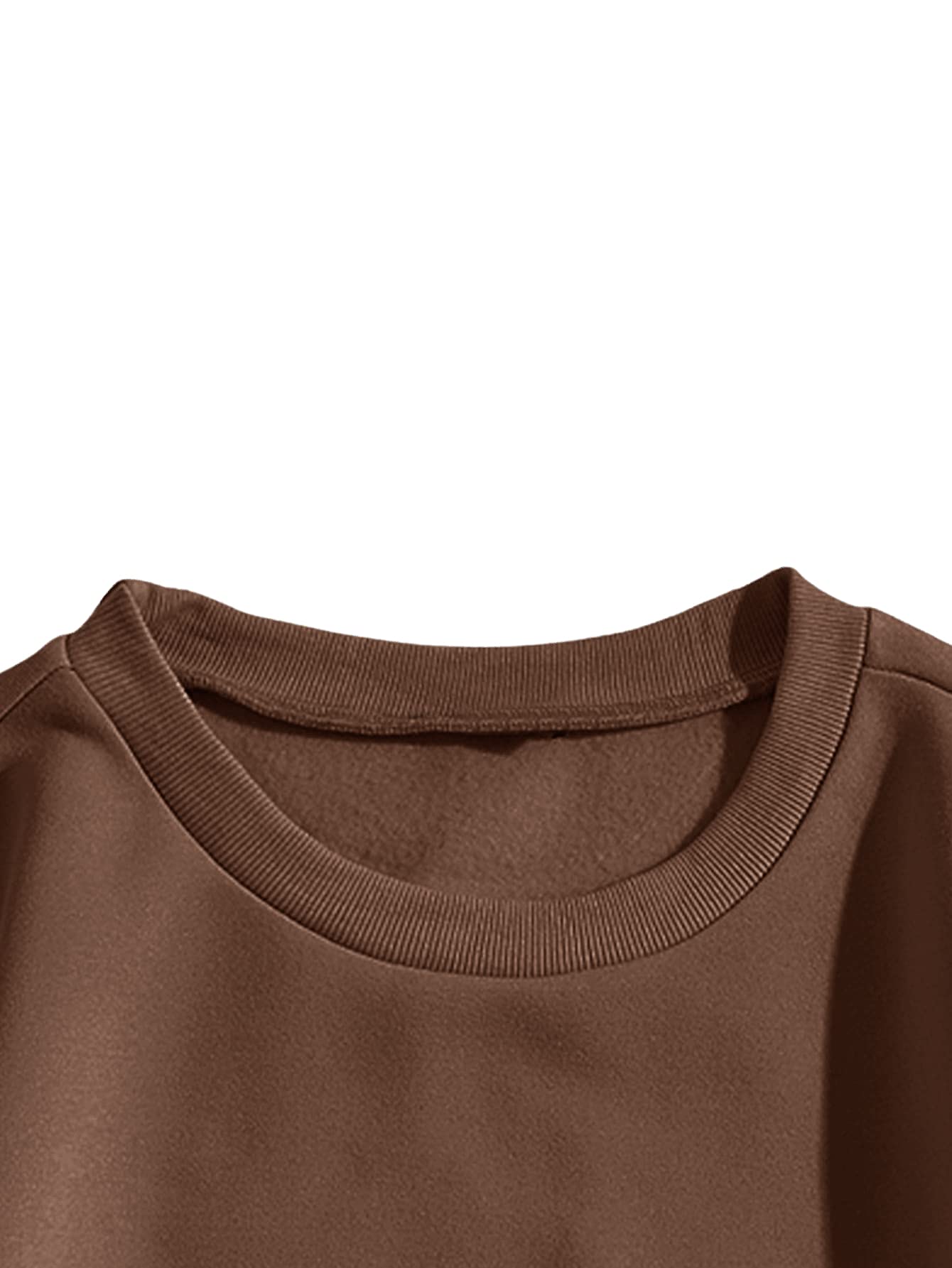 Verdusa Women's Oversized Crew Neck Long Sleeve Drop Shoulder Pullover Sweatshirt Top Coffee M