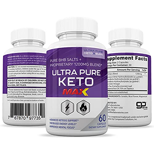 Ultra Pure Keto X Burn 1200MG Keto Pills Advanced Ketogenic Supplement Real Exogenous Ketones Ketosis for Men Women 3 Bottles