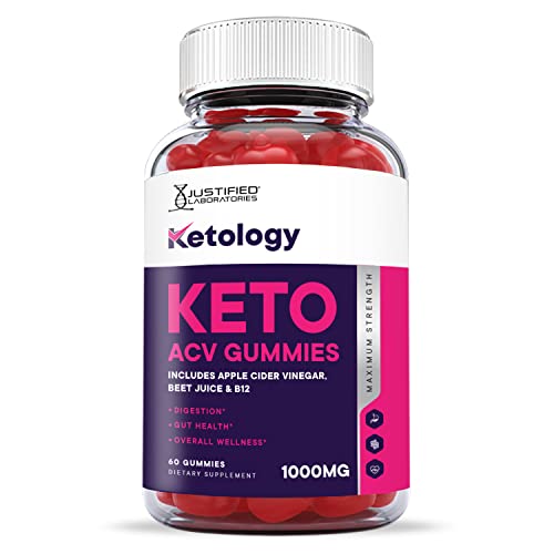 Justified Laboratories (3 Pack) Ketology Keto ACV Gummies 1000MG with Pomegranate Juice Beet Root B12 180 Gummys