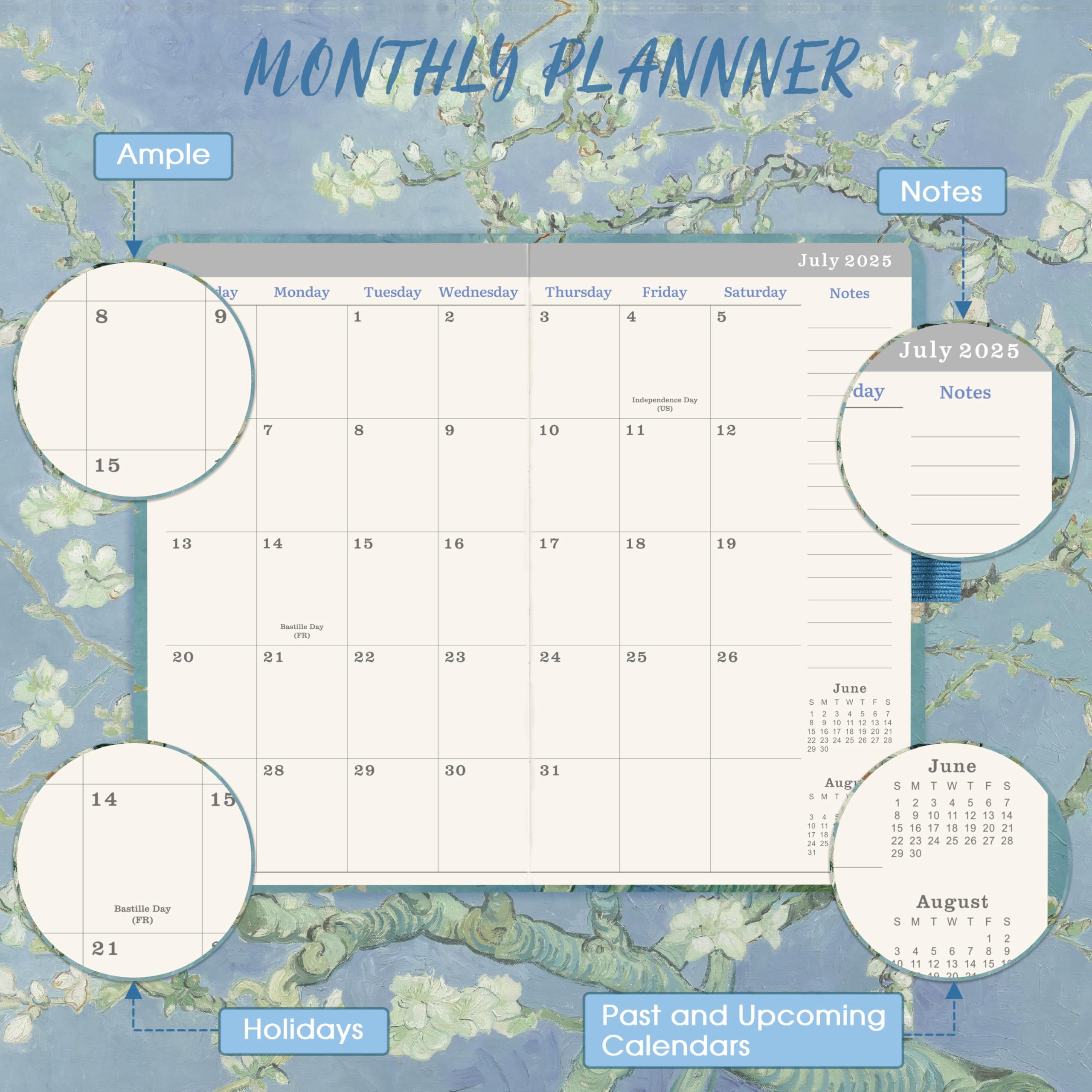 2023-2026 Monthly Pocket Planner/Calendar - 3 Year Monthly Planner 2023-2026, Jul 2023 - Jun 2026(36 Months), 6.3" x 3.8", with 61 Notes Pages, Inner Pocket, 2 Bookmarks, Pen Holder & Elastic Closure