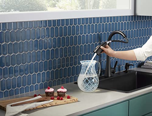 KOHLER R22867-SD-BL Maxton Pull-Down Kitchen Faucet with Soap Dispenser, Pull Down Sprayer, Matte Black