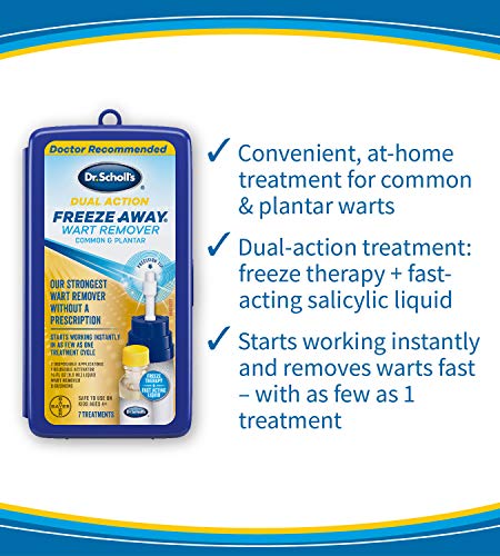 Dr. Scholl's FreezeAway Wart Remover Dual Action, 8 Applications/Freeze Therapy + Powerful Fast Acting Salicylic Liquid to Remove Common and Plantar Warts, 0.33 Fl Oz, 1 Count