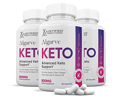 Justified Laboratories (3 Pack) Algarve Keto ACV Pills 1275MG Formulated with Apple Cider Vinegar Keto Support Blend 180 Capsules